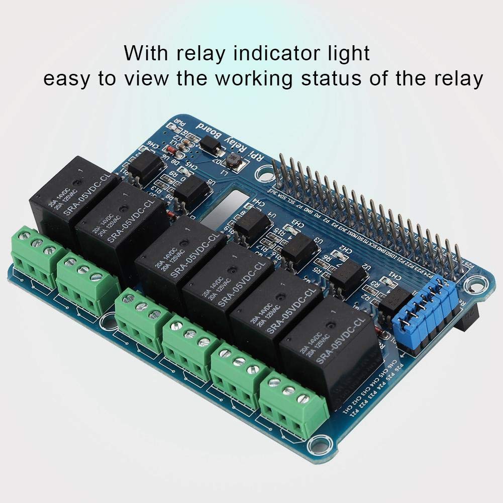 Relay Expansion Board, 6 Channel RPi Relay Module Expansion Board for Pi A+/B+/2B/3B, Optocoupler Module Relay