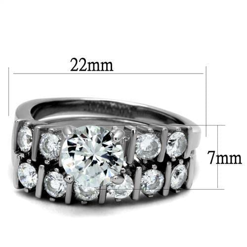 Zawadee TK2869 - High Polished (no Plating) Stainless Steel Ring with AAA Grade CZ in Clear Size 7