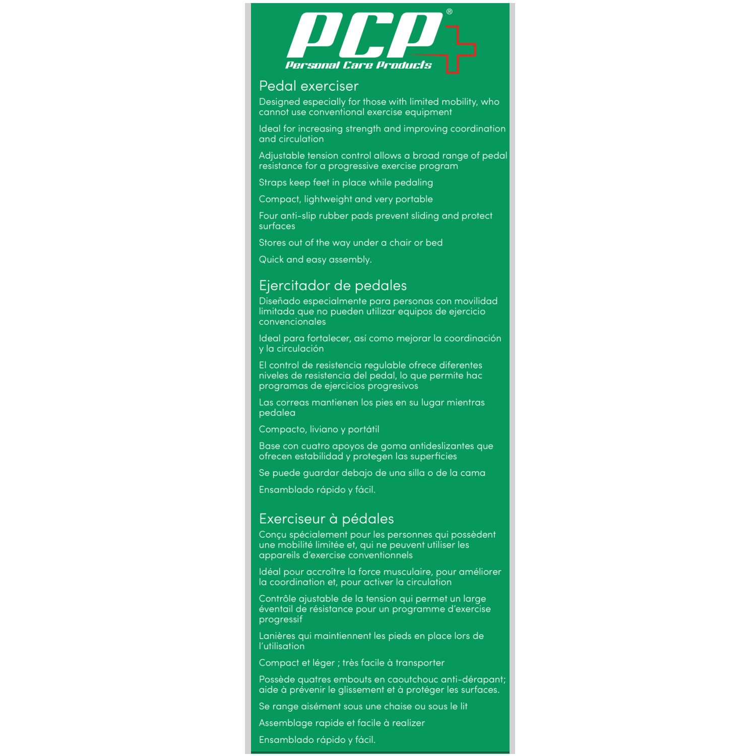 PCP Pedal Exerciser, Senior Rehab Arm or Leg Conditioning
