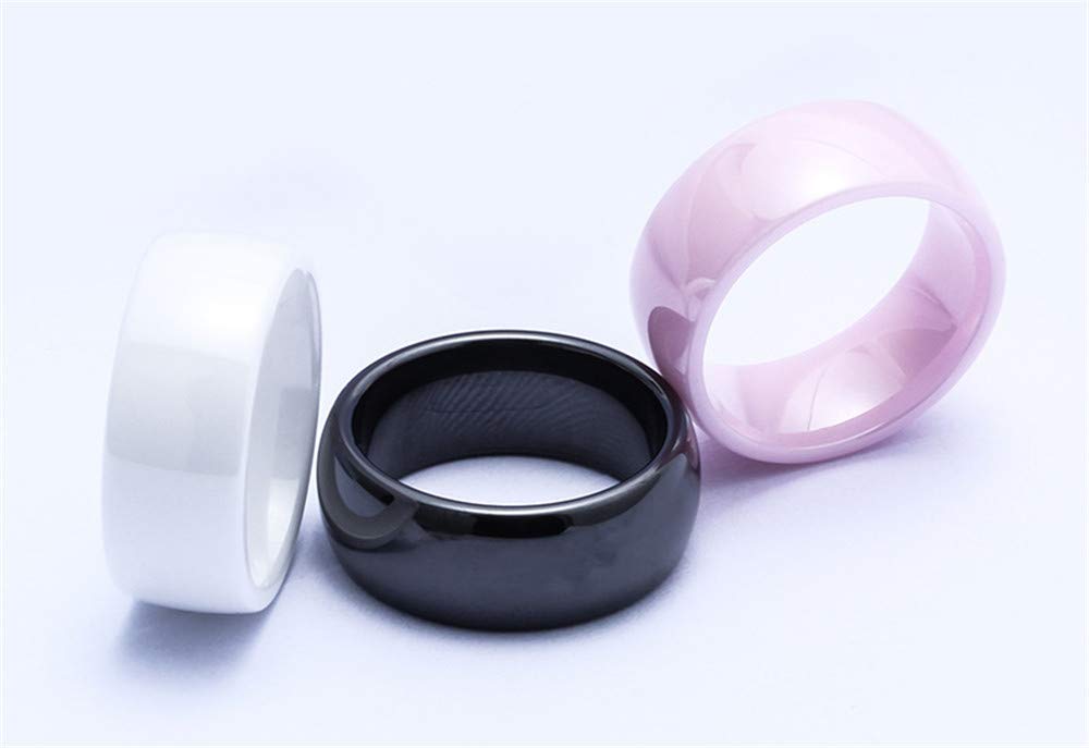PAURO Women's Ceramic Jewelry High Polished Classic Design Engagement Wedding Band Ring Pink Size 9