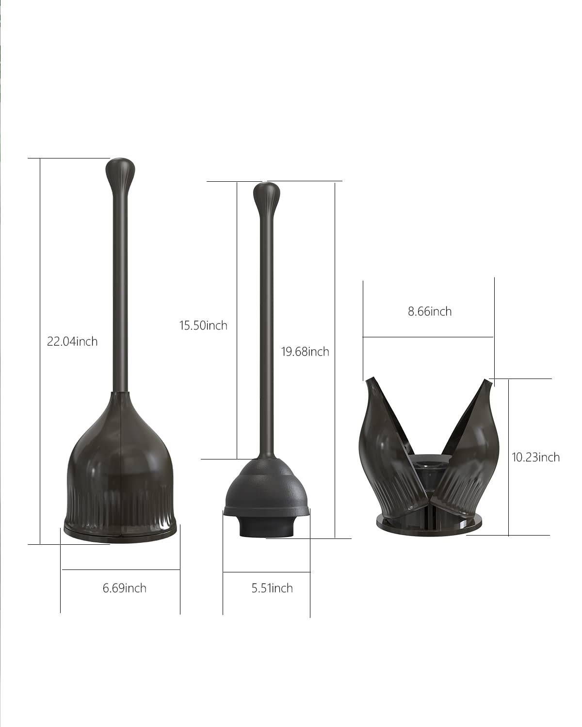 Toilet Plunger with Holder, Hideaway Plungers for Bathroom, Efficient Toilet Plunger Heavy Duty, Drip-Free Toilet Bowl Plunger with Cover