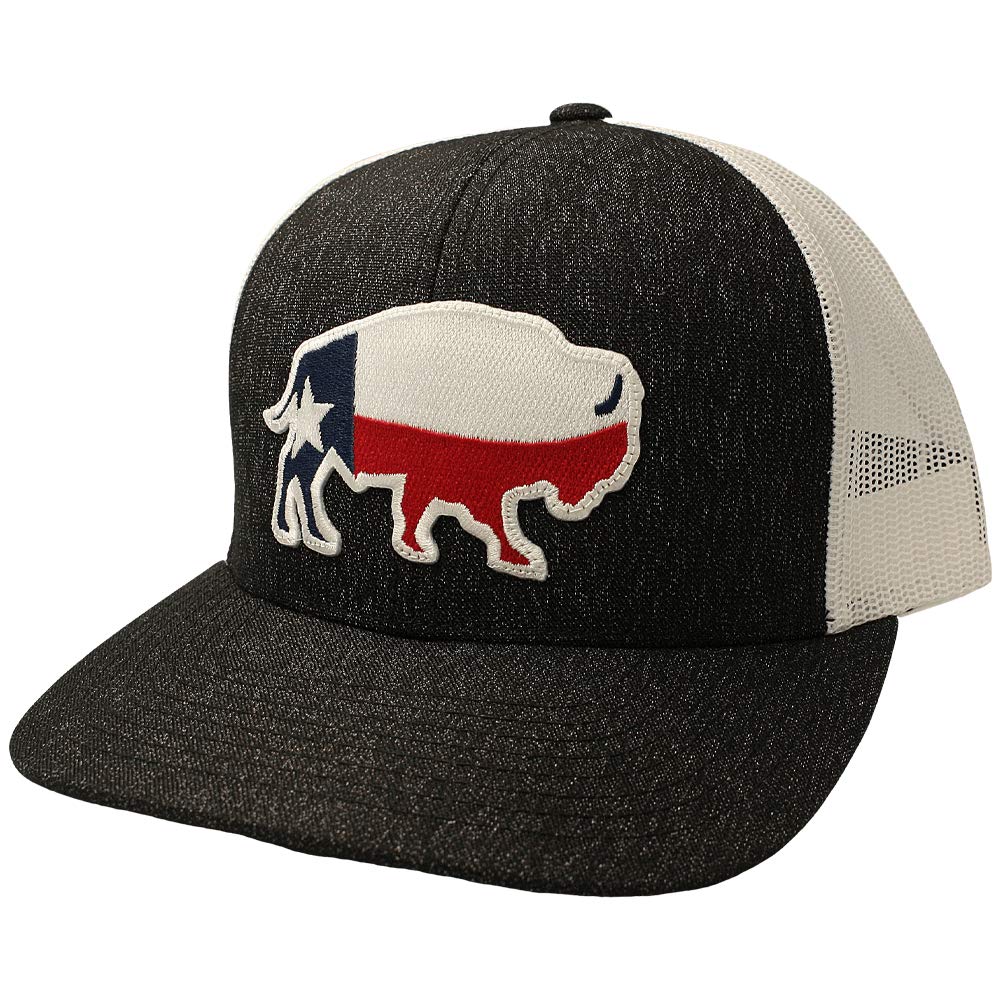 Red Dirt Hat Company Texas Buffalo Adjustable Snapback Hat (US, Numeric, 0, 8, Heather Black/White)