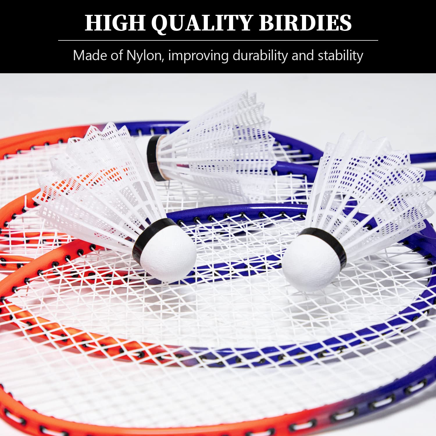 Zdgao Badminton Sets for Backyards with Net | Portable Badminton Net with Winch System, Aluminum Badminton Rackets Set of 4, 3 Nylon Shuttlecocks, Boundary Line and Durable Carrying Bag (Red & Blue)