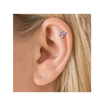 OUFER 16G 316L Surgical Steel Cartilage Earring Studs Star Moon Pink Stone Saturn Planet Tragus Earrings Helix Ear Piercing