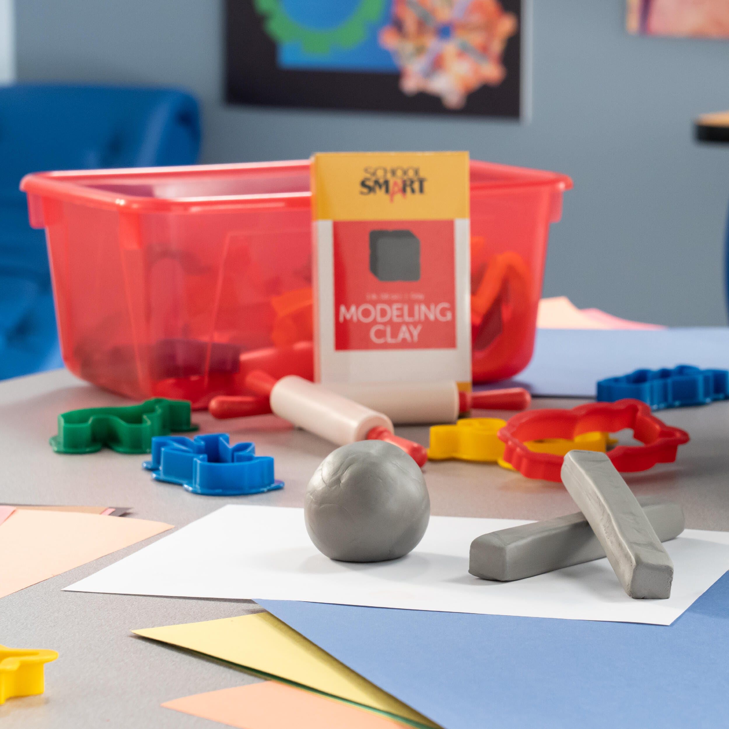 School Smart Modeling Clay for School and Home Use, Permanently Soft Design, 1 Pound, Gray Color
