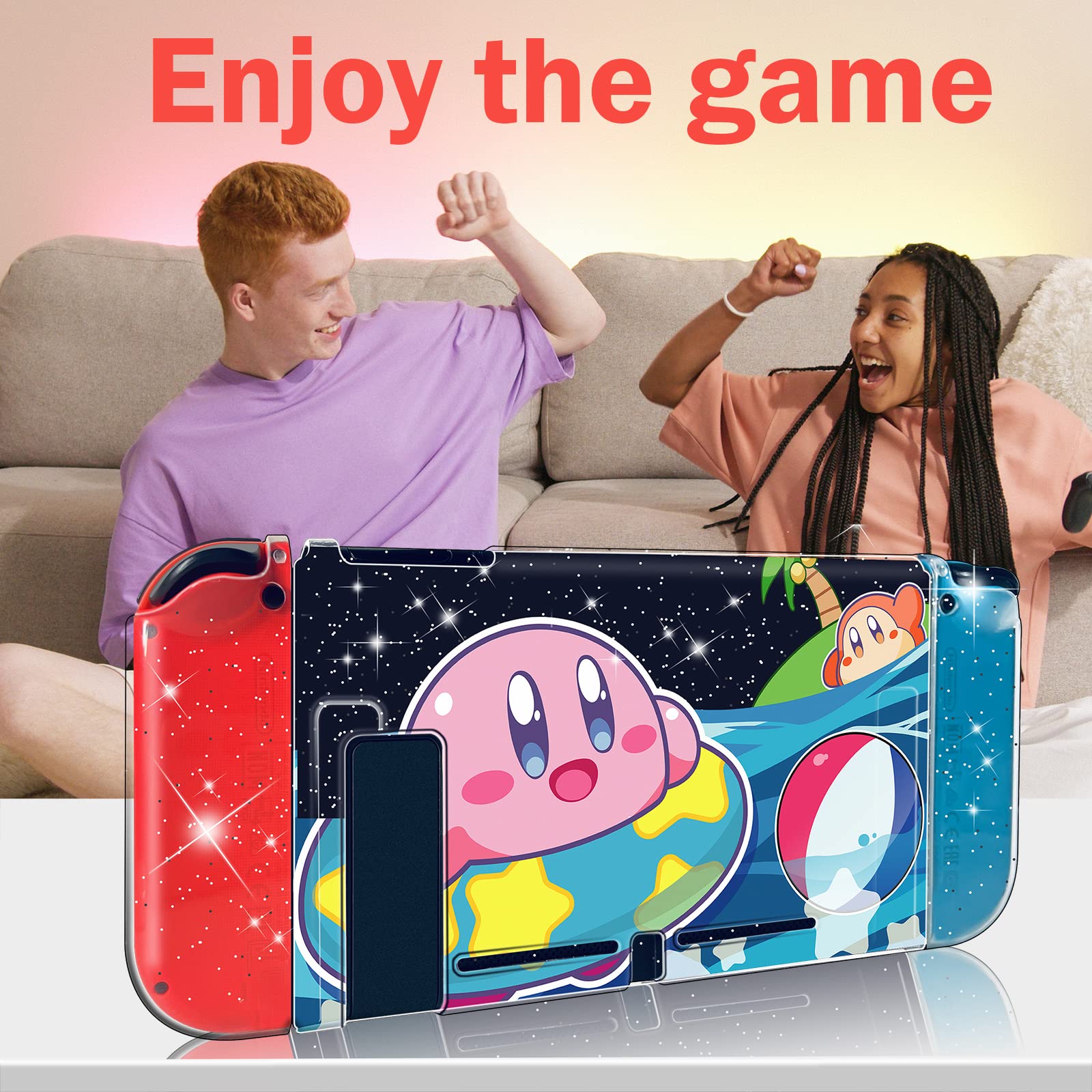 Xcitifun Designed for Nintendo Switch Case Joy-Con Switch Clear Cases [PC+TPU] for Girls Boys Kids Cute Kawaii Cartoon Protective Shell Compatible with Nintendo Switch Controller Cover - Character 1