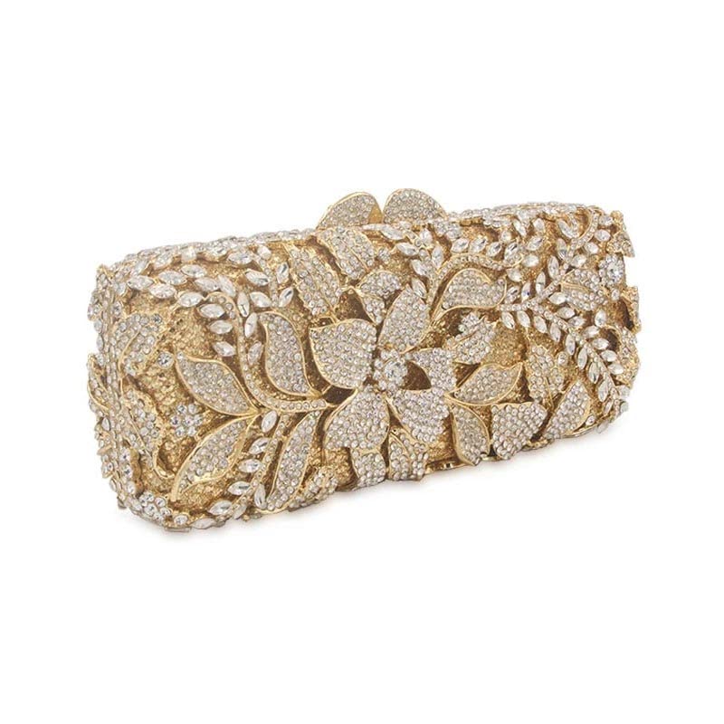 ZHUHW Crystal Flower Metallic Shoudler Bags Lady Wallet Shoulder Chains Dinner Party Evening Clutch Bags