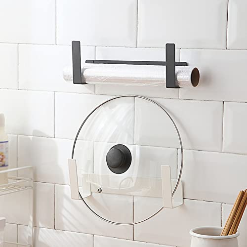 SEYFI Kitchen Shelves,Wall-Mounted Spoon Rest, Carbon Steel Lid Rack, Cutting Boards Stand, Multifunctional Kitchen Counter Bakeware Pot Lid Holder Organizer