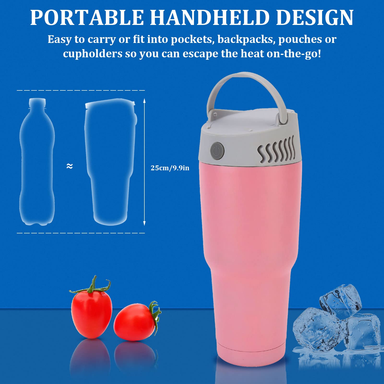 Yuecoom Personal Air Cooler, Portable Handheld Vacuum Insulated Cold Air Powered Refrigeration Straight Cup Personal Cooling Portable Aircon Mobile Cool Down System