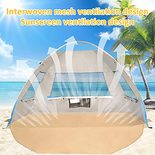 Venustas Beach Tent, Pop Up Beach Tent, Pop Up Beach Shade with UPF 50+, Portable Sun Shade Pop Up Tent, Light Weight Pop Up Beach Shade for 3-4 People