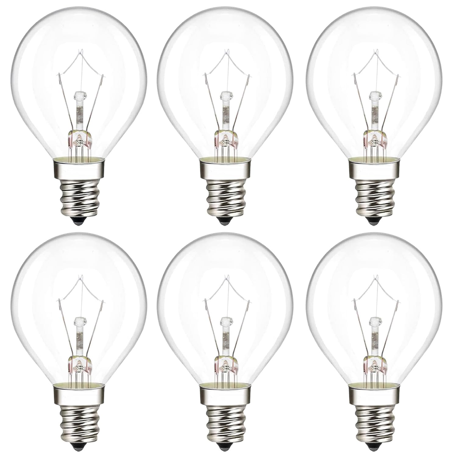 Snnalosses 25 Watt Wax Warmer Bulbs,Original Replacement Light Bulb for Full Size Scentsy Warmer & Candle Lamp,Long Life-Span and Melt Wax Fast,120 V/E12 Type G Bulb,Dimmable, Warm White,6 Packs