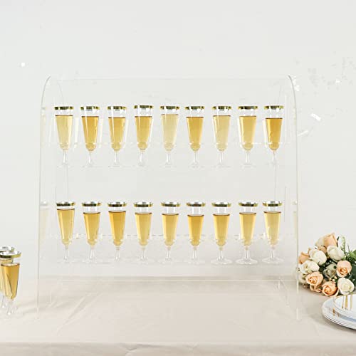 Tableclothsfactory 25" Clear Acrylic 2-Tier Wine Glass Stemware Rack, Champagne Flute Holder with Stand