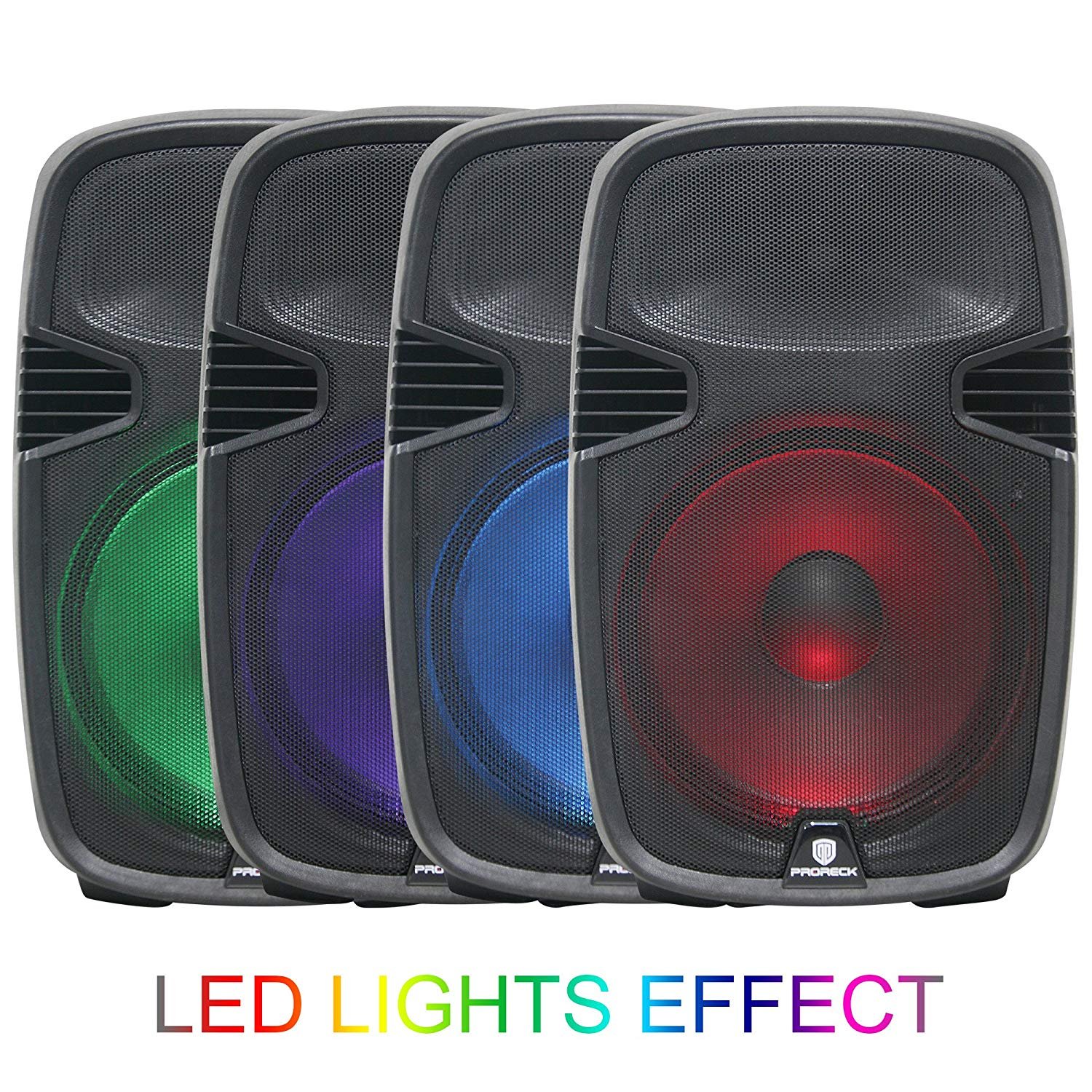 PRORECK PR-C15 Portable 15-inch 600 Watt 2-Way Powered Dj/PA Speaker with Bluetooth/USB/SD Card Reader/FM Radio/Remote Control/LED Light/Speaker Stand, Black