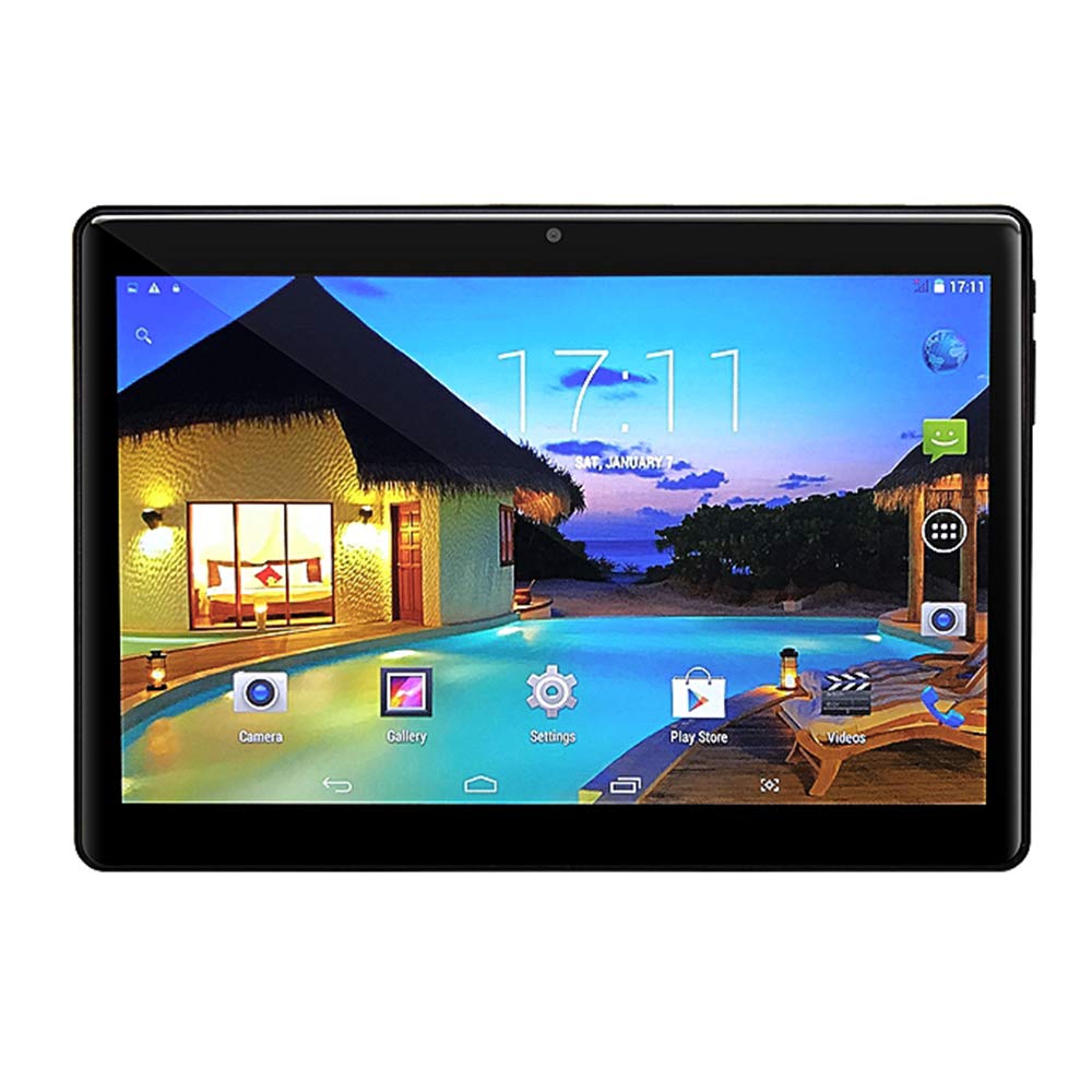 Tablet 10 Inch 2.5D Tempered Glass HD Display Dual SIM Card Slot Tablet ,Android 6.0,Quad Core Processor with Dual Camera /WiFi/Bluetooth/GPS (Black)