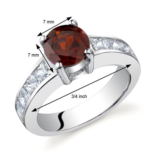 PEORA Simply Sophisticated 1.50 carats Garnet Ring in Sterling Silver Size 9