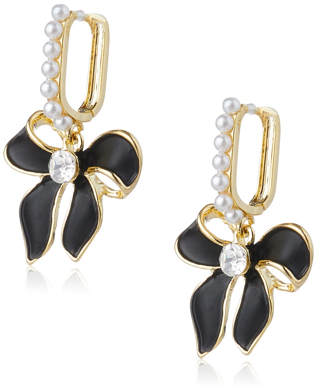 Zovie Black Bow Studs with Cubic Zirconia Classy Bowknot Earrings for Women Ladies Girls