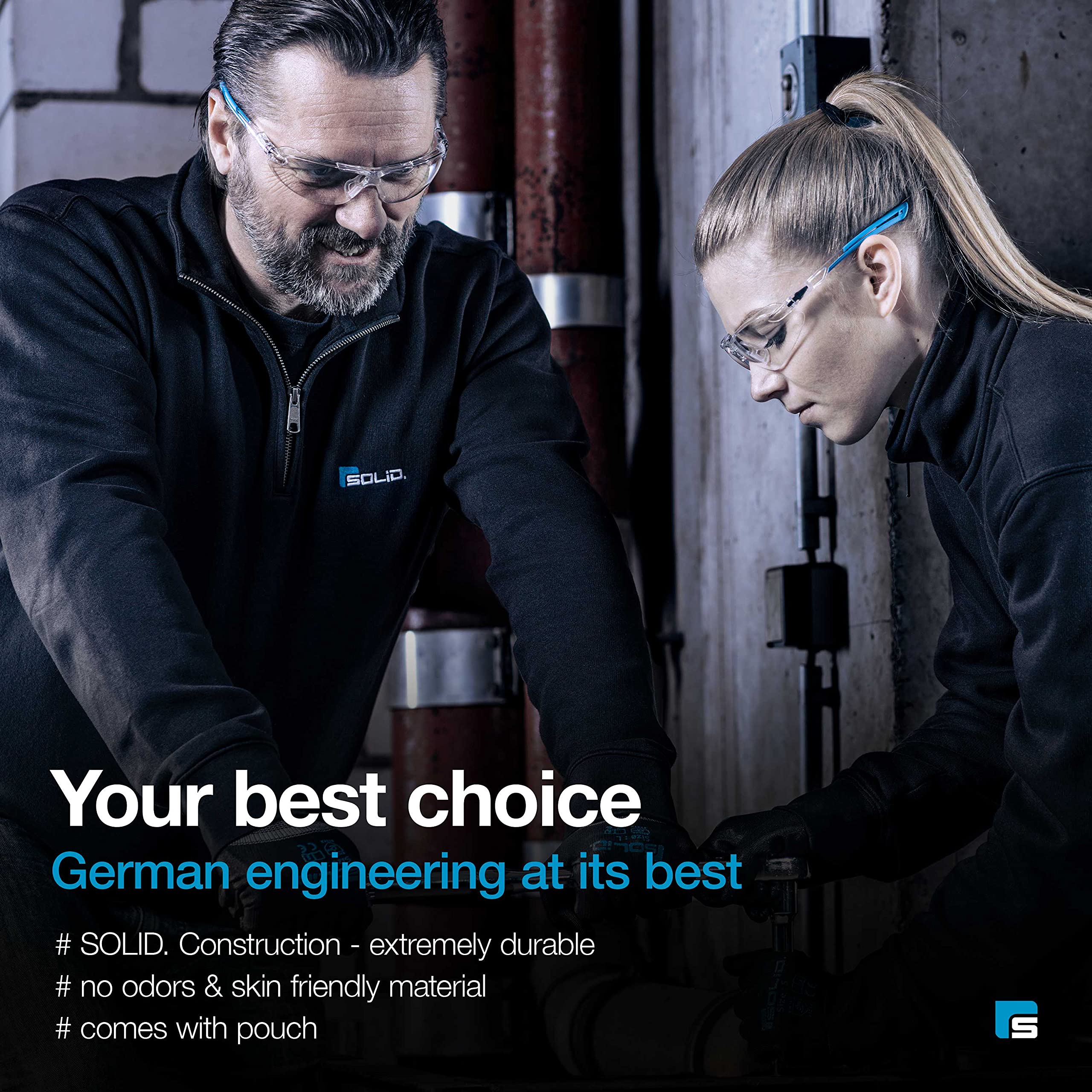SolidWork Safety Glasses for Men & Women | Safety Work Protective Eyewear w/Integrated Side Protection | Sport Warehouse Glasses