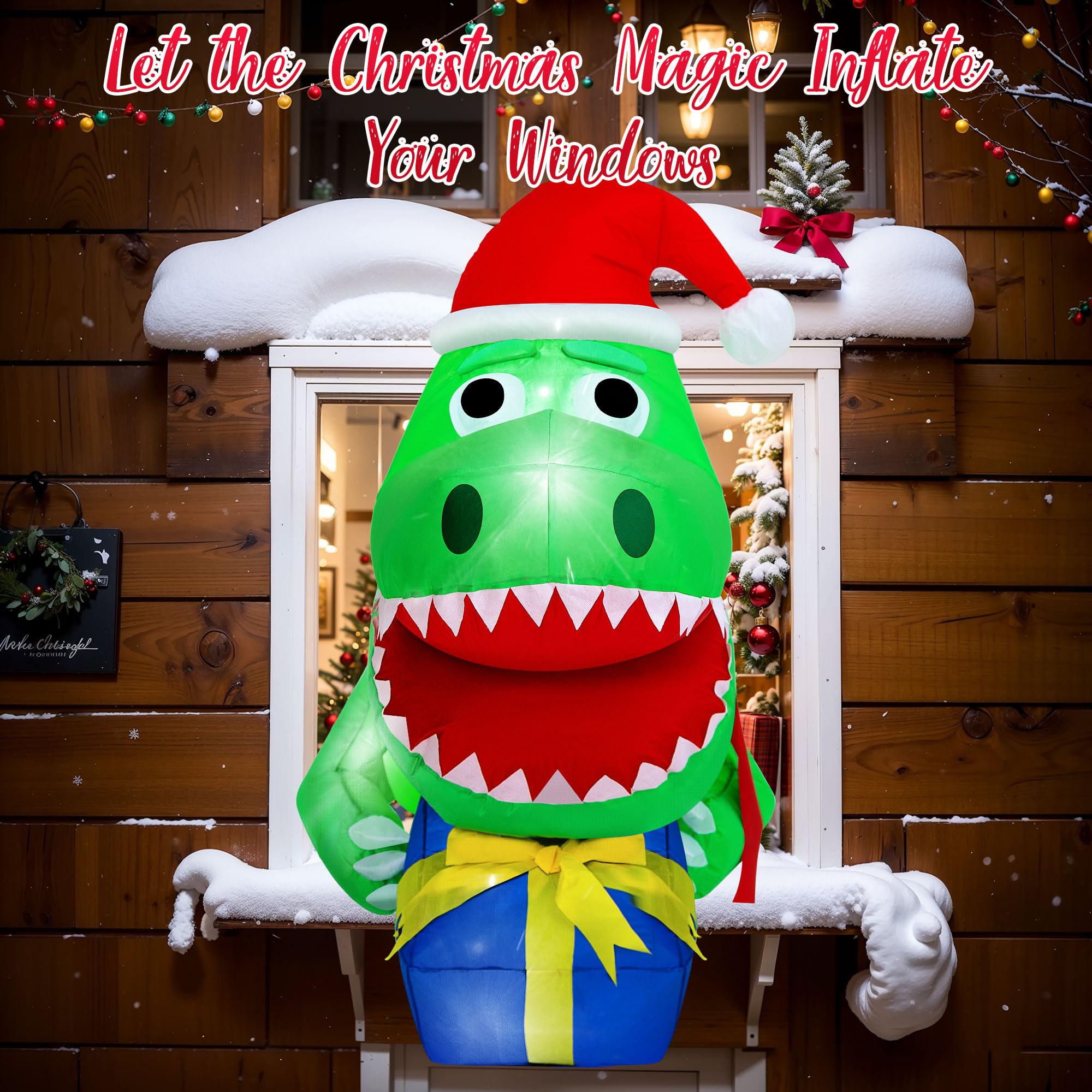 Presence Christmas Dinosaur with Build-in LED Lights for Window, Garden