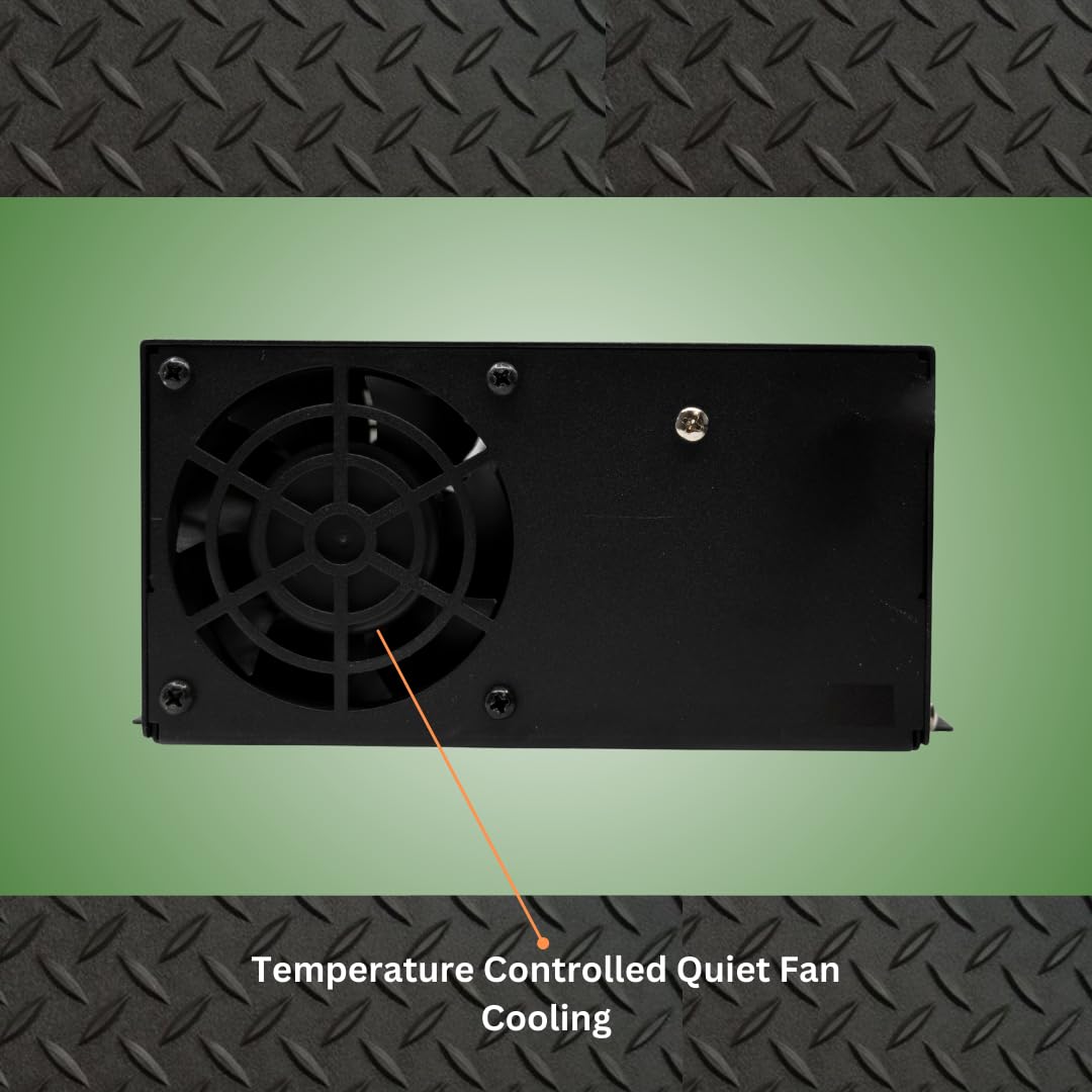PowerMax PM3-35 Power Supply | AC-DC Converter (110/120 VAC to DC 0-12 Volt, 35 Amp) Battery Charger w/ 3-Stage Smart Charging Mode | Built-in Cooling Fan, LED Indicator Light & Lithium Compatibility