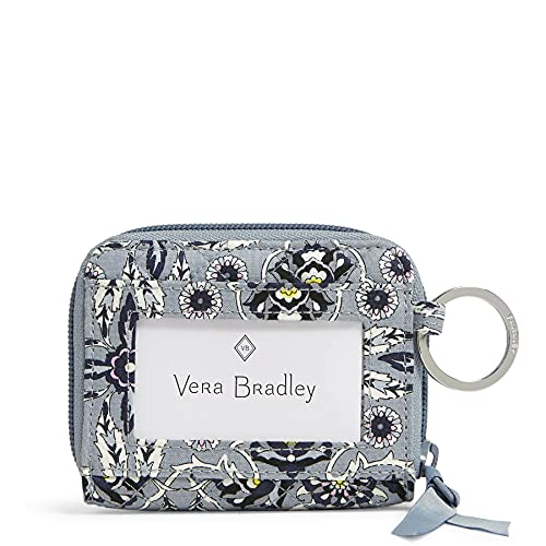 Vera Bradley Women's Cotton Petite Zip-around Wallet With RFID Protection, Plaza Tile - Recycled Cotton, One Size