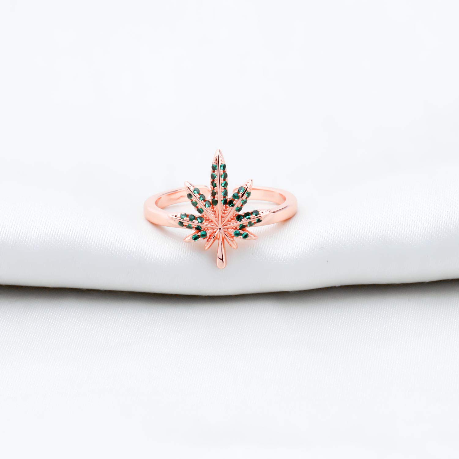 TGBJE Cannabis Leaf Ring Cannabis Gift Cannabis Weed Gift Cannabis Lover Gift Marijuana Gift (RG G-weed)