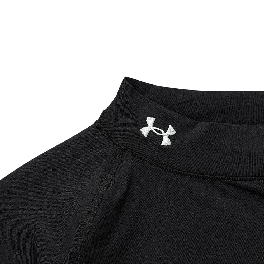 Under Armour Women's HeatGear Compression Long-Sleeve Mock T-Shirt, Black (001)/Metallic Silver, X-Large