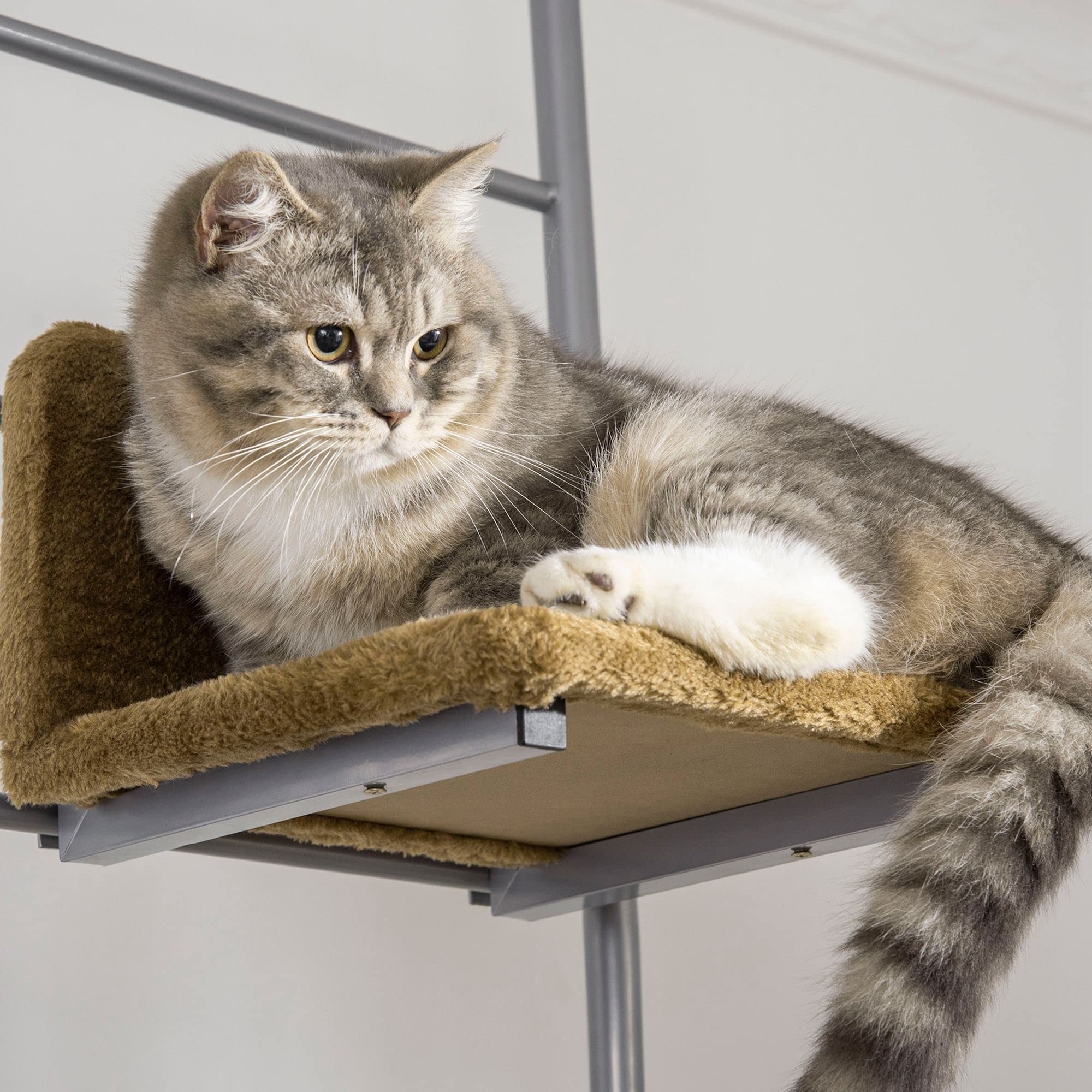Pawhut 108" Floor-to-Ceiling Adjustable Staggered Climbing Cat Tree Tower