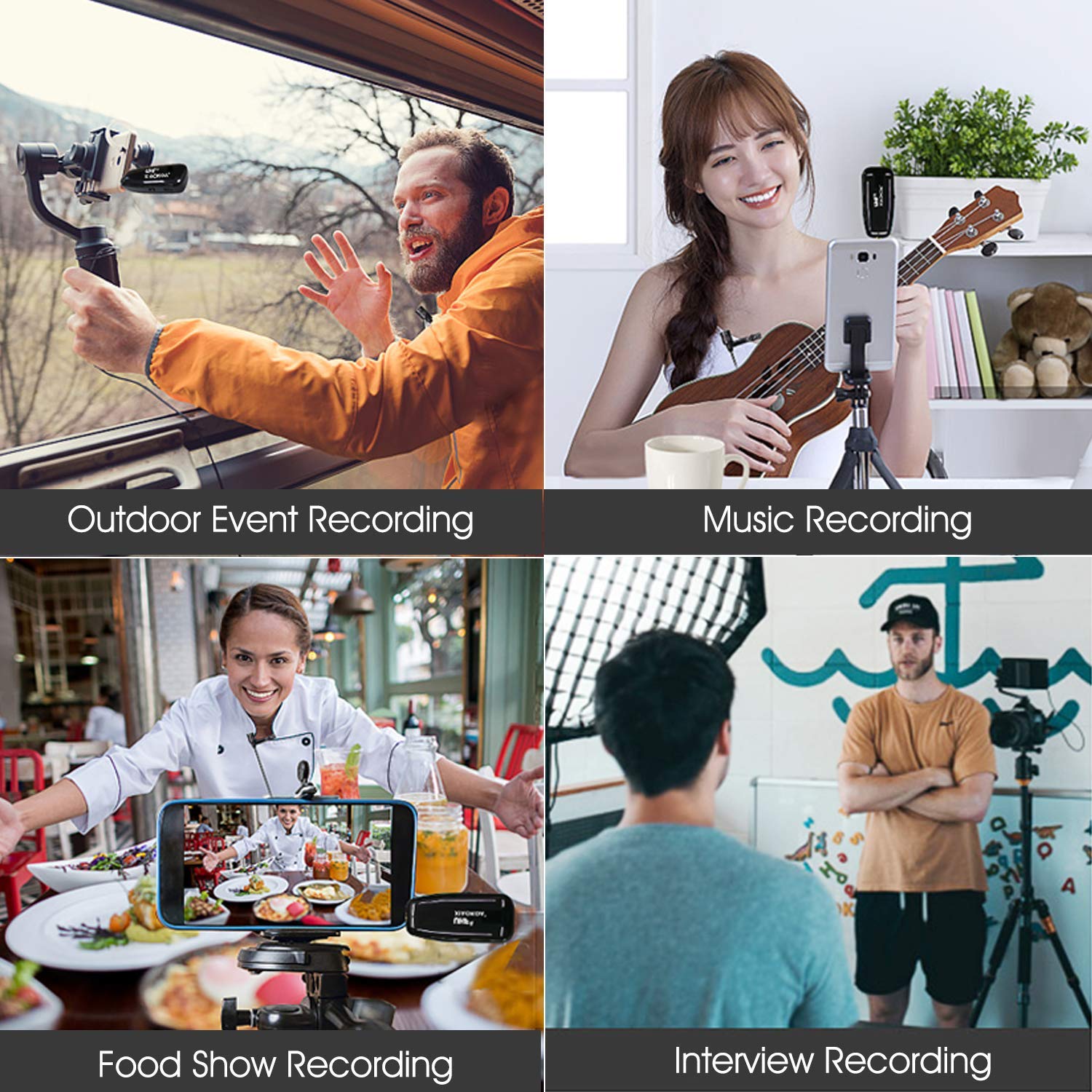 XIAOKOA Wireless Lavalier Lapel Microphone,Professional UHF Video Recording Mic with Clip-on Lapel Mic Compatible with iPhone,Ipad,Android Smartphone,DSLR,for TikTok,YouTube,Interview,Live