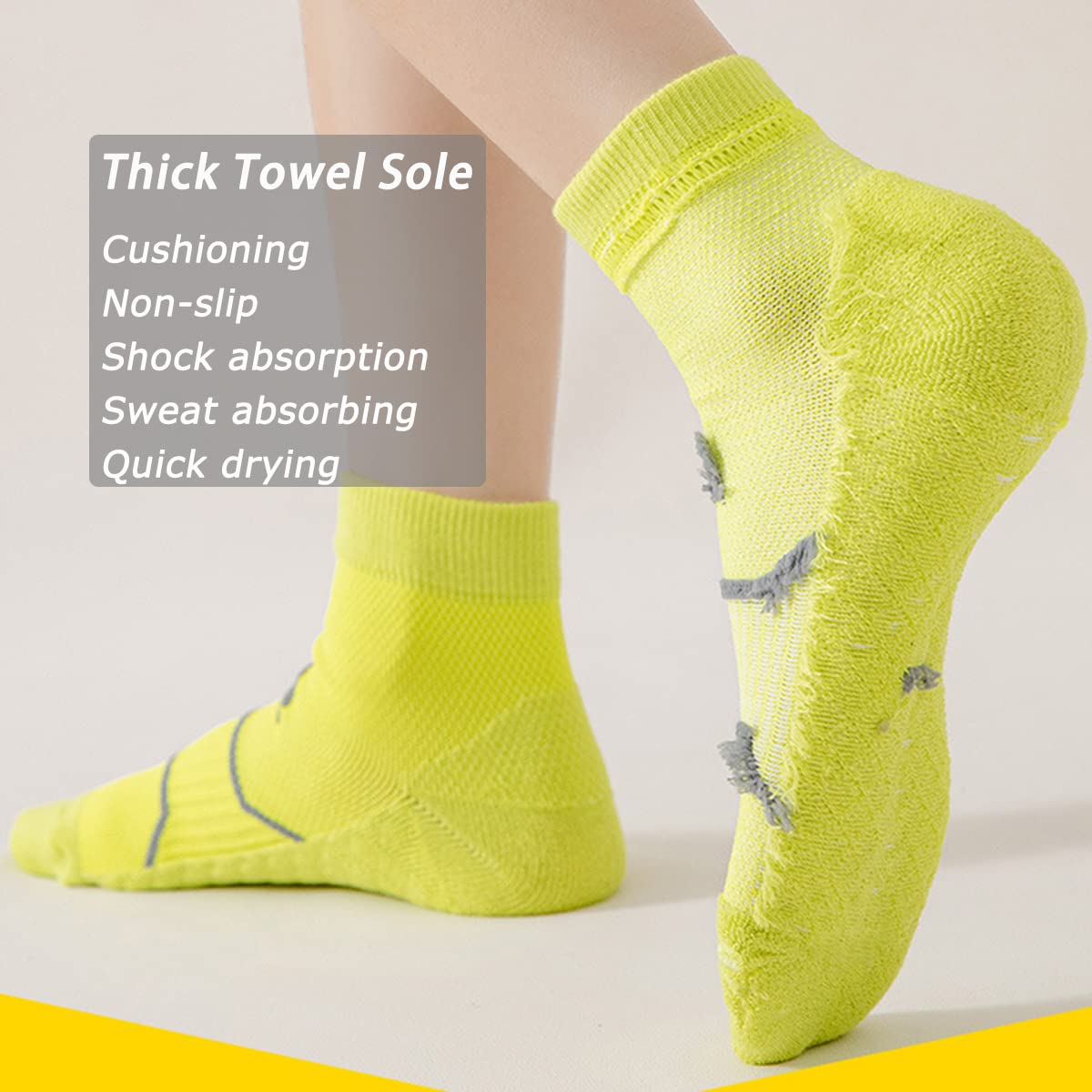 WRELS Men's Running Socks Quarter Sock Athletic Socks Sport Socks with Thick Cushion Moisture Wicking 3 Pack 6.5-10(Black+Gray+White)