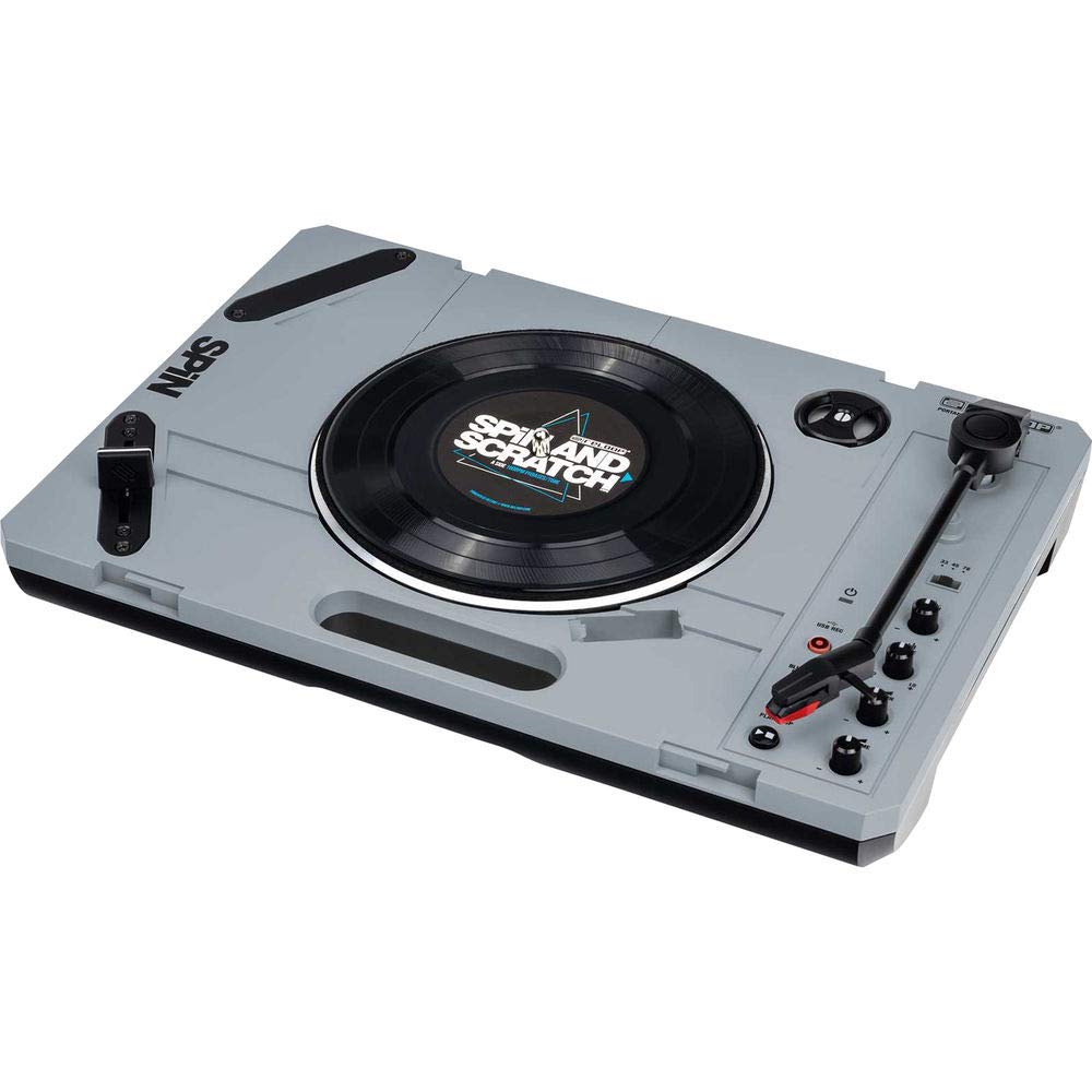 Reloop Spin Portable Turntable System with Scratch Vinyl with Polsen HPC-A30 Studio Headphones & Male Audio Cable (6') Bundle