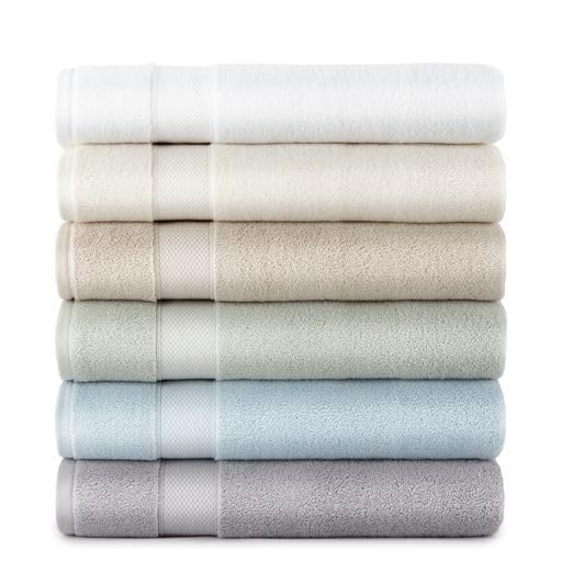 Peacock Alley Diamond 6 Piece Towel Set - Luxurious 100% Long-Staple Turkish Cotton - Soft, Absorbent & Fast Drying, Linen