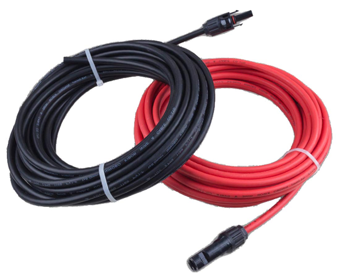 SHIERLENG 1 Pair Black + Red Solar Extension Cable 14 AWG 10FT Photovoltaic Wire with Male Female PV Connector MF for Solar Panel Regulator Power Station DIY Kit System (10FT)