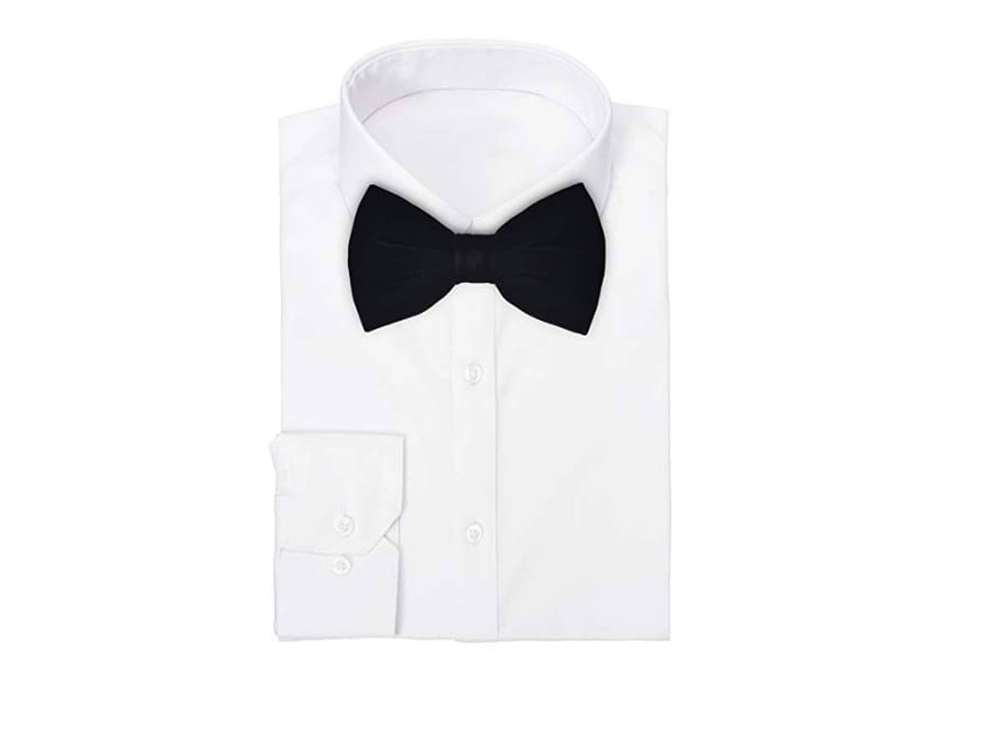 Solid Velvet Pre-Tied Bow Tie & Hanky Set (Black)