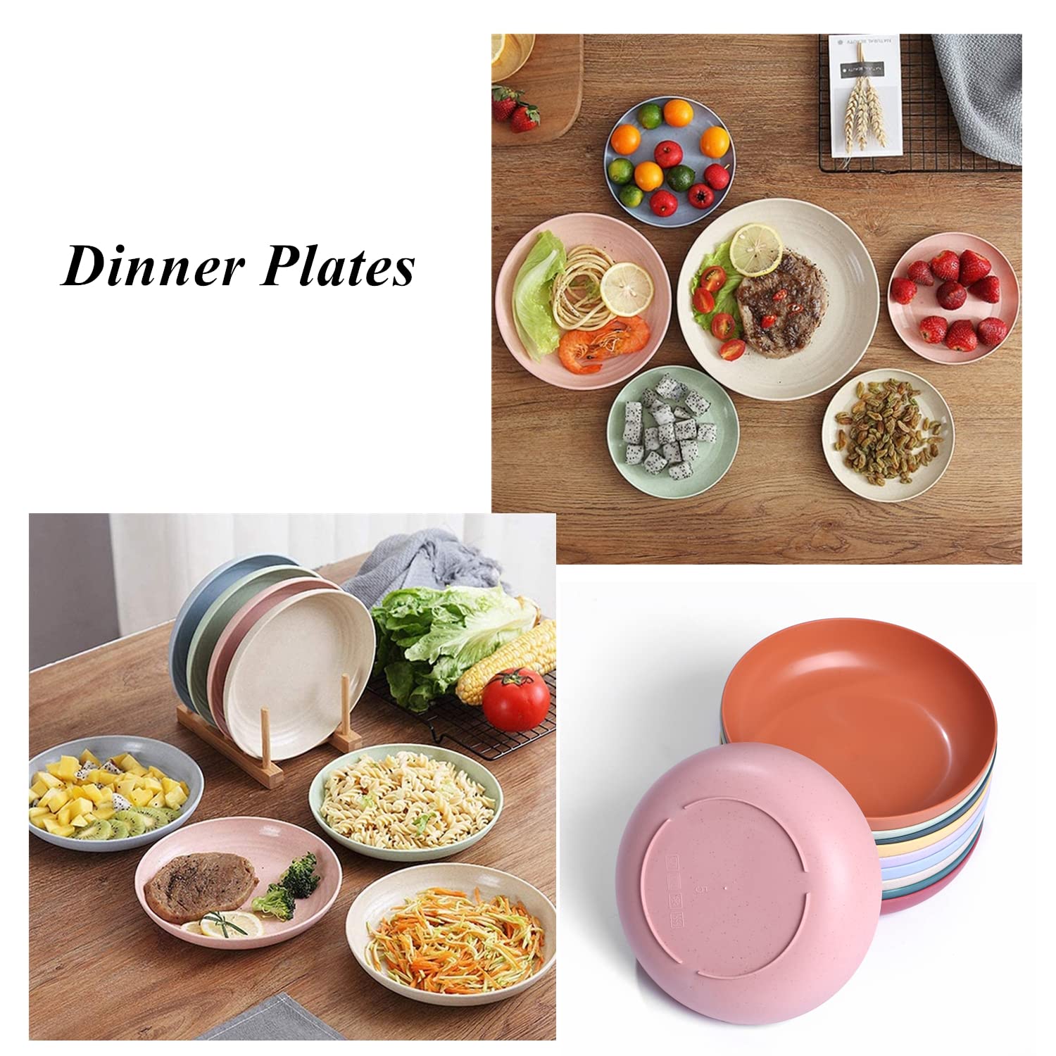 WANBY Plastic Plates 10 Pcs Lightweight 5.6" Plastic Plates Unbreakable Dinner Dishes Plates Set Dishwasher & Microwave Safe