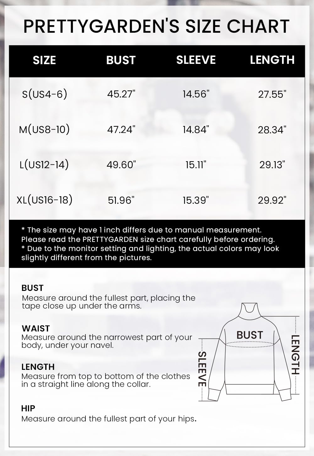 PRETTYGARDEN Women's Fall Oversized Turtleneck Sweater Casual Long Sleeve Chunky Knit Pullover Winter Tops Blouse (Black,Large)