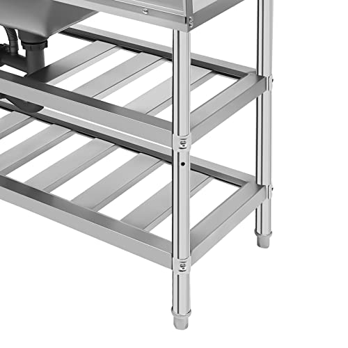 Outdoor Utility Sink,Free Standing Commercial Restaurant Kitchen Sink,Double Basin Sink and A Shelf Underneath,Countertop for Restaurant
