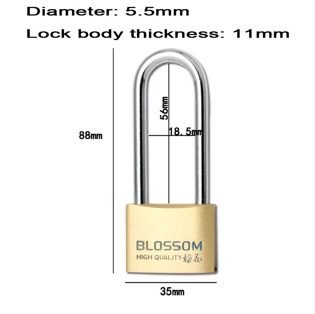 Solid Long Beam Brass Padlocks Type Different - Waterproof Rust-Proof Door Lock Long Beam Lock Student Drawer Hardened Steel Shackle, with Key Padlock, Drawer, Gym, Cabinet, Warehouse, School, car,