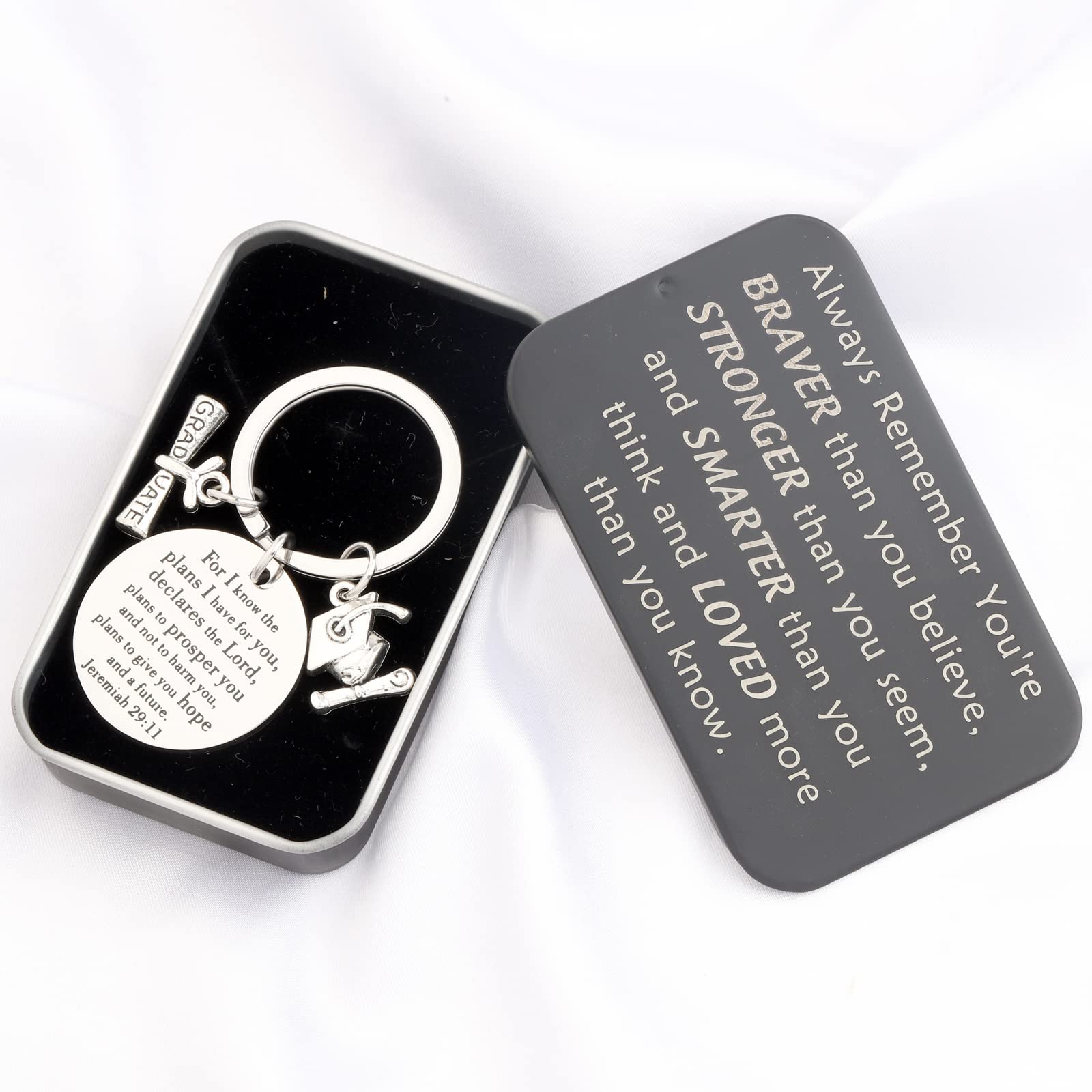 WSNANG Graduation Gift Jeremiah 29:11 Keychain Bible Verse Inspiratioan Gift for Student Graduation Religious Gifts (29:11 grad ky-box)