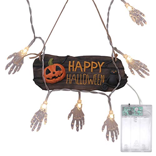 Shanyuna Halloween String Lights Outdoor Lights Battery Powered - 2.5/5M 20/40LED Ghost Hand Light Up Your Home Patio Garden Indoor for Halloween Party Decorations Decor (5M - 40LED)