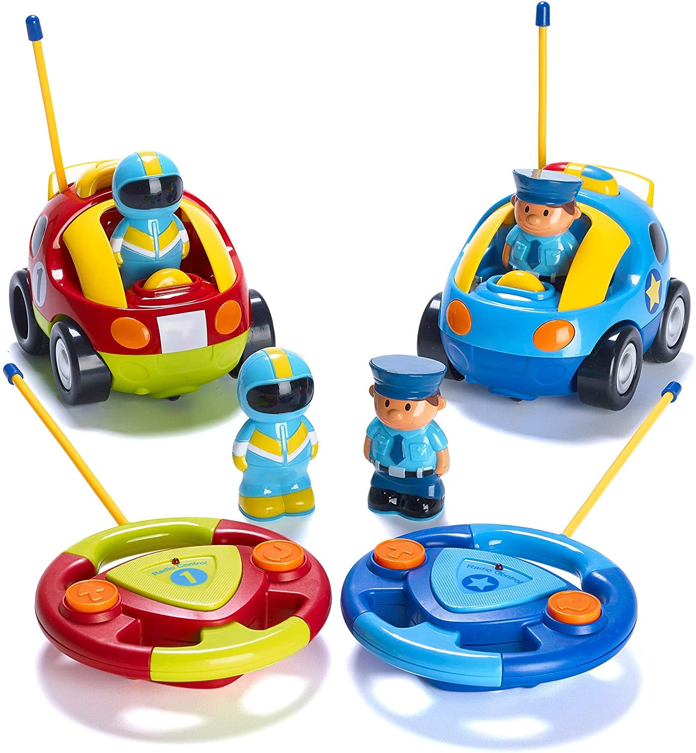 PREXTEX 2pk Remote Control Cars for 3-5 Year Old Boys - Truck & Tractor Toddler Toys