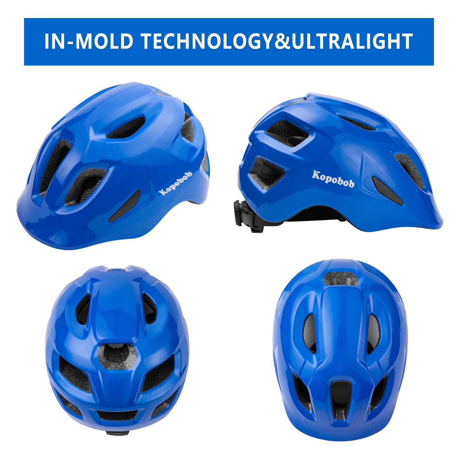 Skateboard Cycling Helmet, Kopobob ASTM & CPSC Certified BMX Helmet for Kids and Youth (Blue, S)