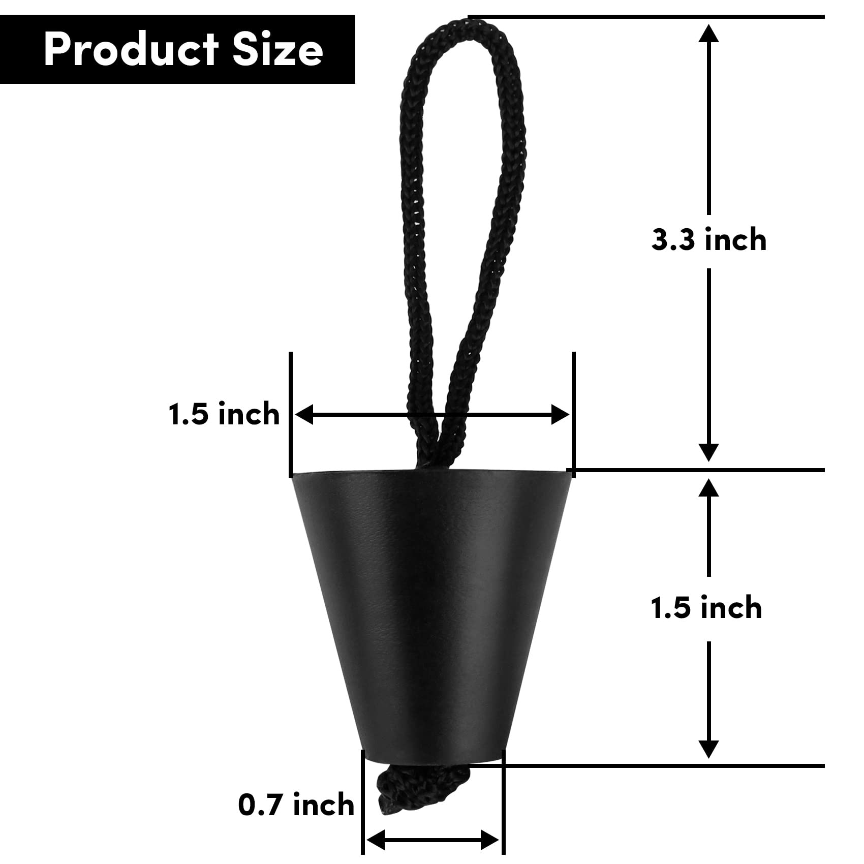 WTMORE 10 Pieces Kayak Plugs Scupper Plugs Kayak Drain Plugs with Lanyard Kayak Plugs for Sit on Top, Black