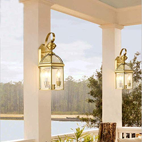 SHAOYH European Copper Wall Lamp E143 Head Home Wall Light Outdoor Retro Garden Lighting Simple Corridor Aisle Balcony Exterior Wall Stair Wall Sconce Background Wall Decoration Lamp