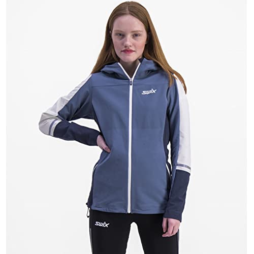 Swix Women's Standard Evolution Softshield Insulated Breathable Hooded Ski Jacket, Blue Sea, Small
