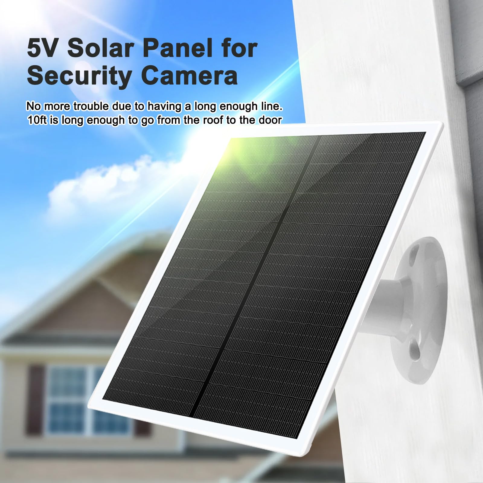 Solar Panel Charger for Arlo Camera Solar Panel Arlo Pro 5S 2K Compatible with Arlo Ultra, Ultra 2, Pro 3, Pro 4, Pro 3 Floodlight Security Camera Weather Resistant Weatherproof with 10FT Cable