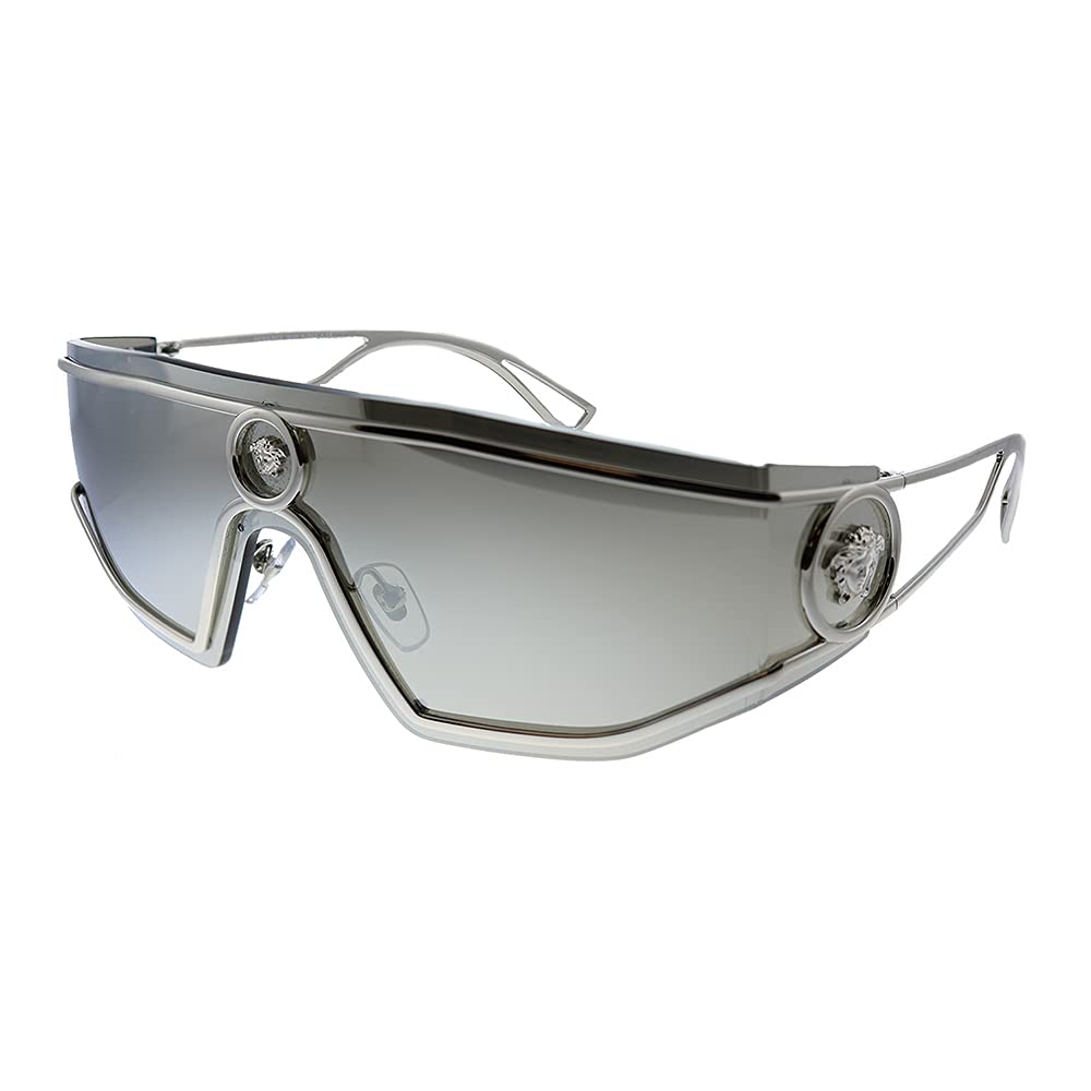 Versace VE 2226 10006G Silver Metal Shield Sunglasses Silver Mirror Lens