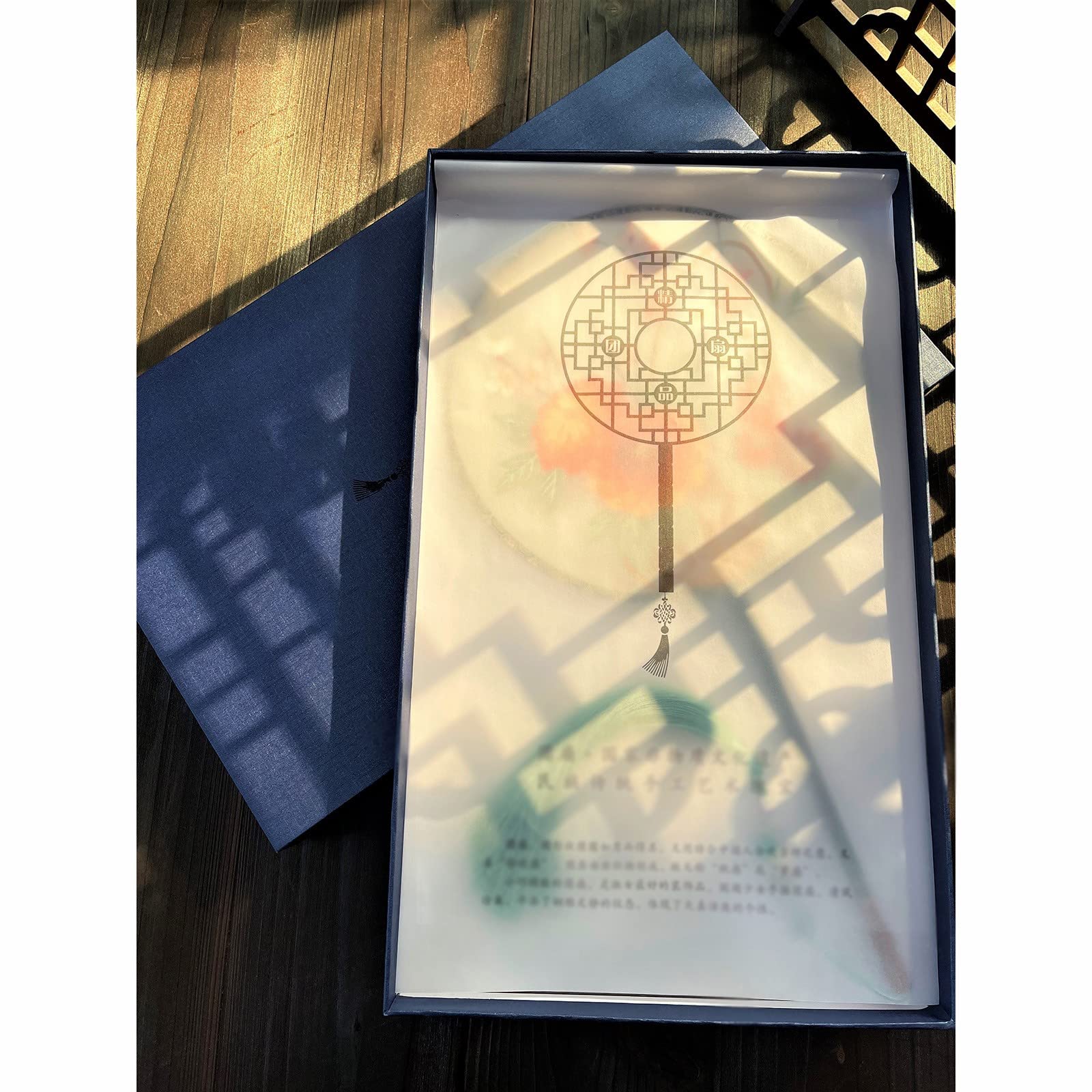 XELDEC Round Embroidery Hand Fan Palace Fan Cheongsam Hanfu Fan Chinese Style Gift