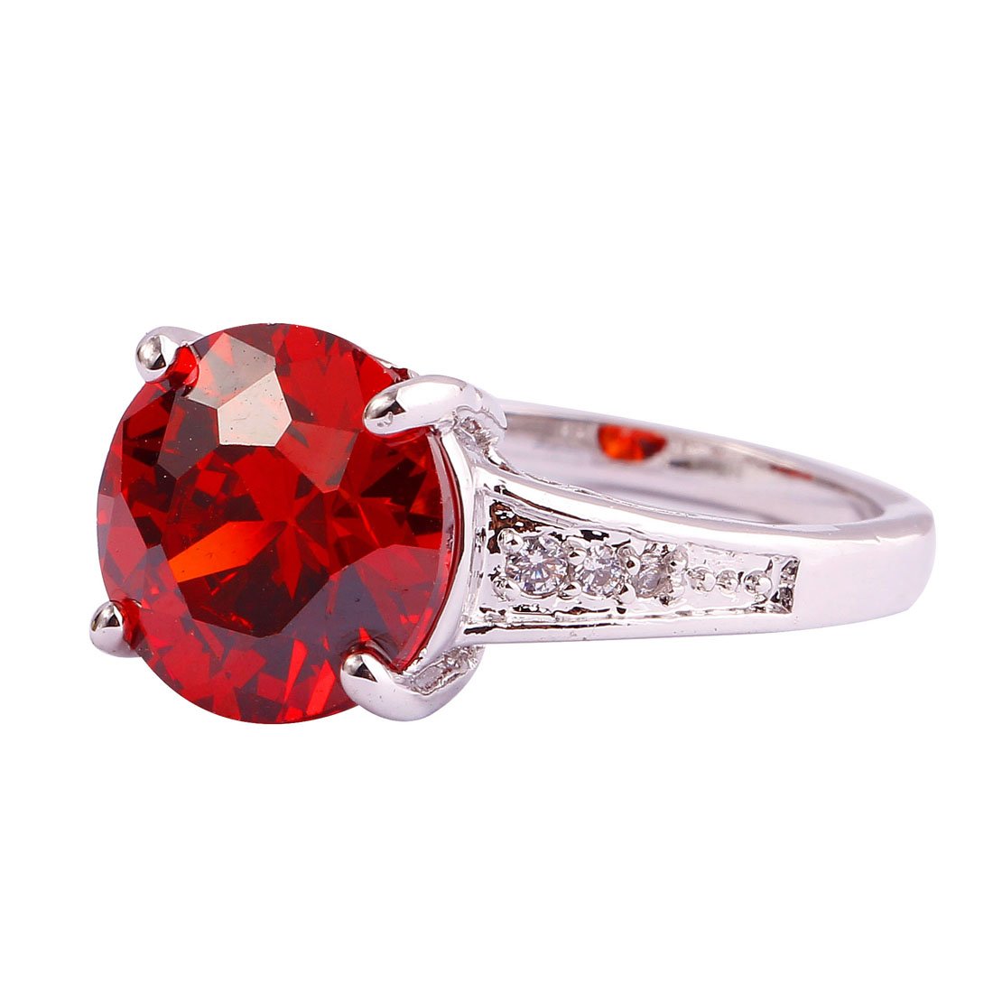 Psiroy 925 Sterling Silver Plated Created Garnet Filled Solitaire Promise Ring Size 12