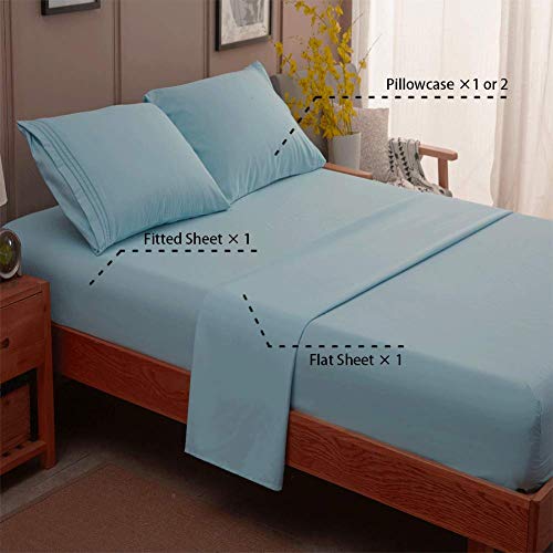 SONORO KATE Bed Sheet Set Super Soft Microfiber 1800 Thread Count Luxury Egyptian Sheets 16-Inch Deep Pocket,Wrinkle -3 Piece (Spa Blue, Twin XL)