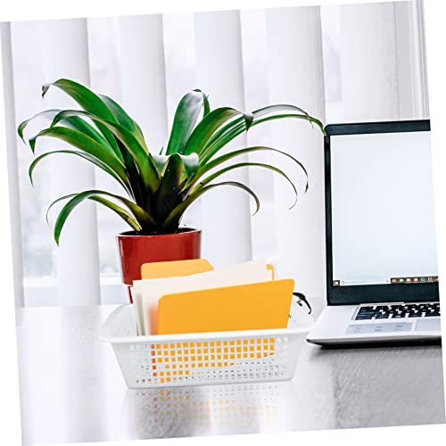 Tofficu 2pcs Storage Basket Document Letter Tray Plastic Folder Paper Storage Organizer Multifunctional File Basket Desk Tray Plastic Basket Tray Folder Basket Barbecue Desktop White Abs